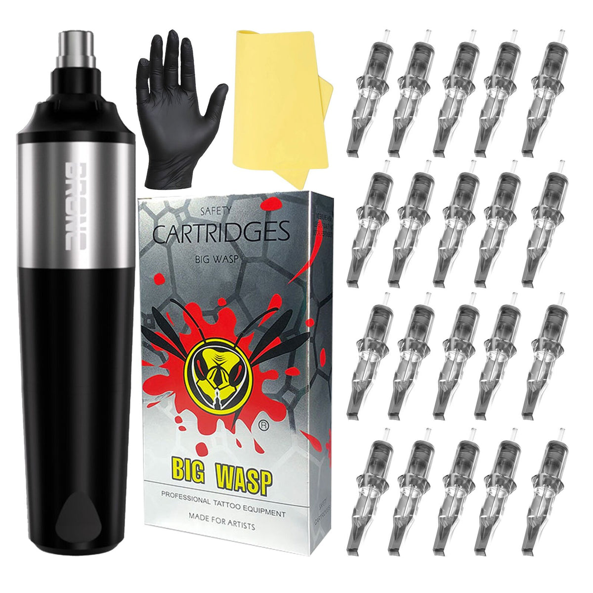 Bronc Rotary Tattoo Machine with Bigwasp Cartridges and Practice Skins ...